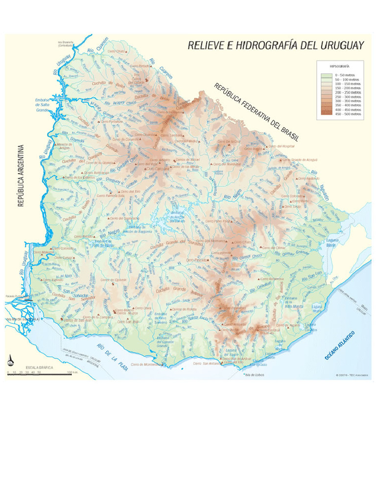 mapa relieve e hidrografía del Uruguay | PDF
