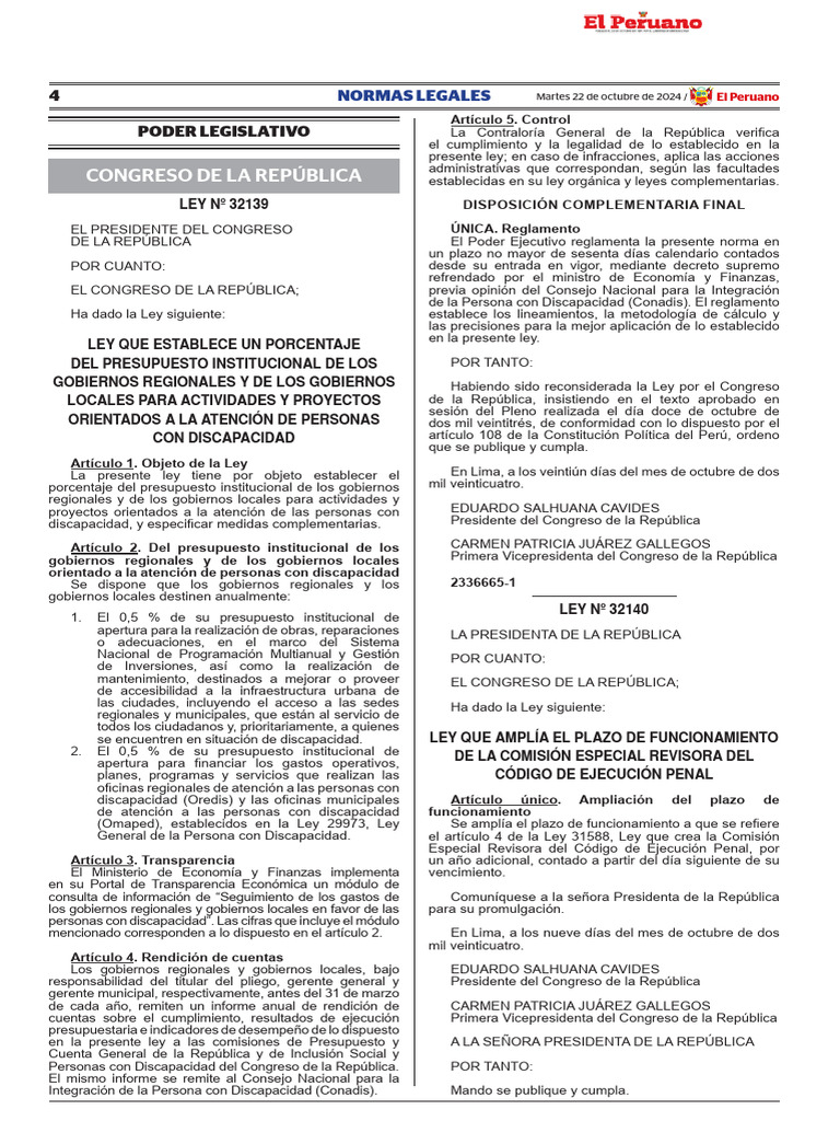 Congreso de La República: Normas Legales | PDF | Ministerio (Departamento de Gobierno) | Gobierno