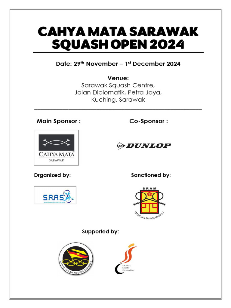 CAHYA MATA SARAWAK SQUASH OPEN HANDBOOK | PDF CAHYA MATA SARAWAK SQUASH OPEN HANDBOOK | PDF