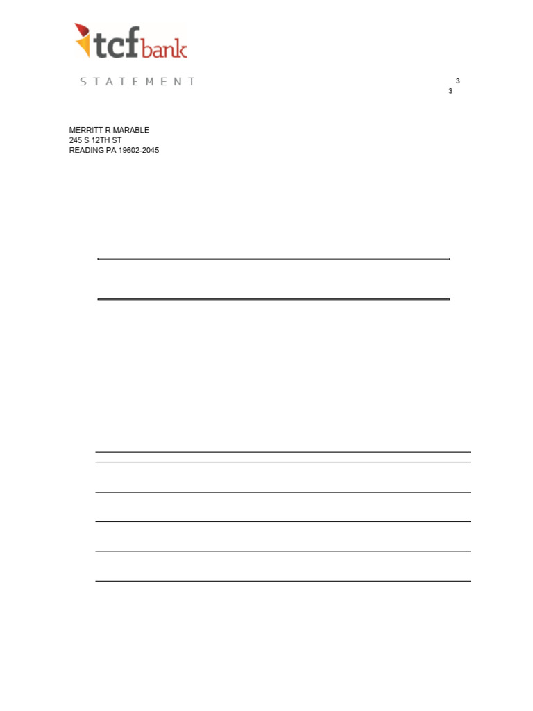 TCF Free Checking: Merritt R Marable 245 S 12TH ST READING PA 19602 ...