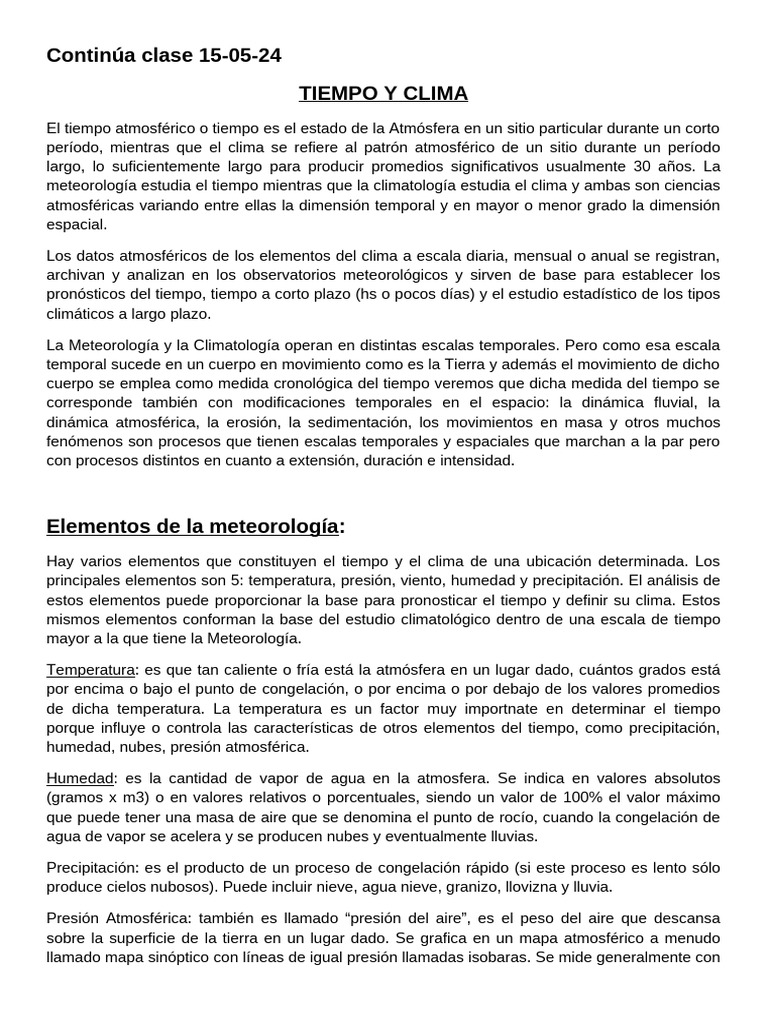Meteorologia General I - Tema 2 - Tiempo y Clima | PDF | Clima ...