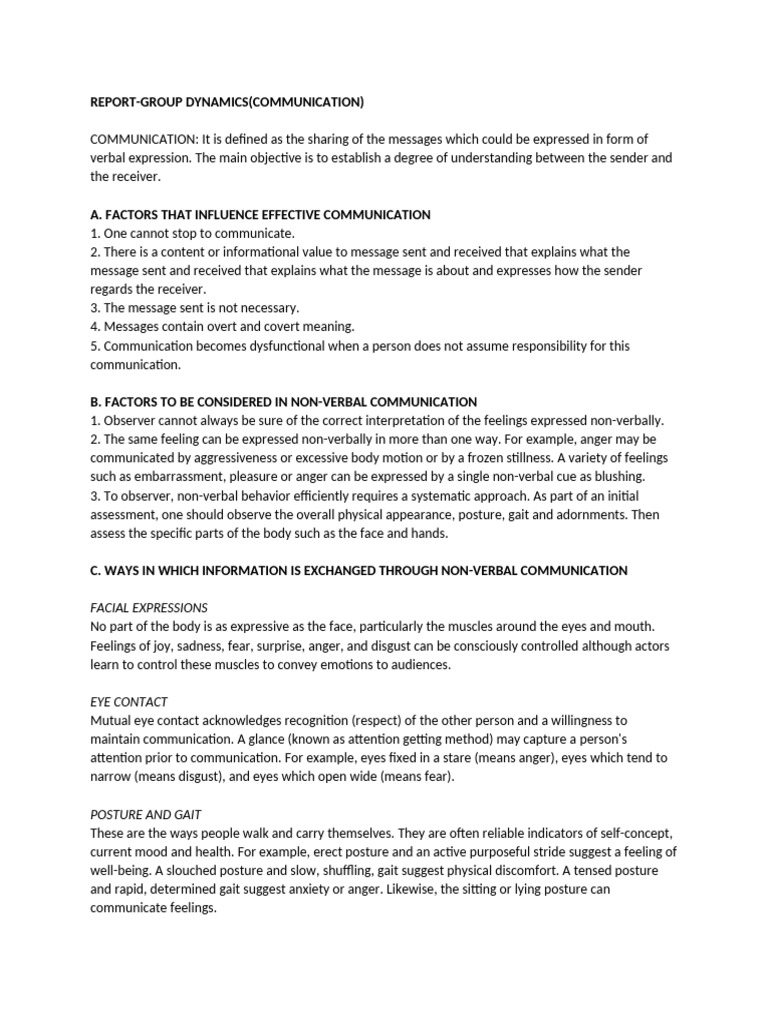 Understanding Group Communication Dynamics | PDF | Nonverbal ...