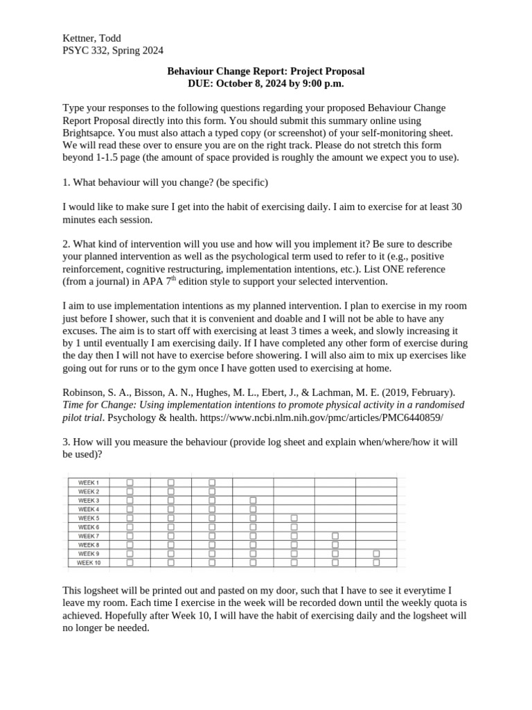 Behaviour Change Challenge Proposal Form | PDF | Applied Psychology | Behavioural Sciences