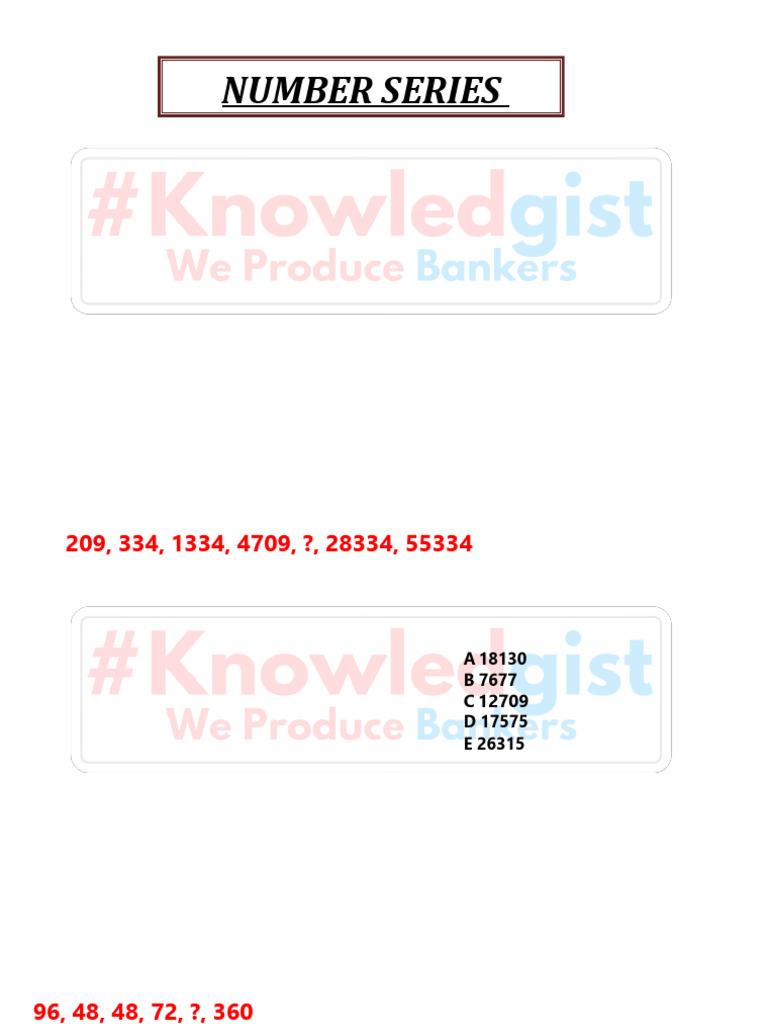 Number Series | PDF | Algebra | Mathematics