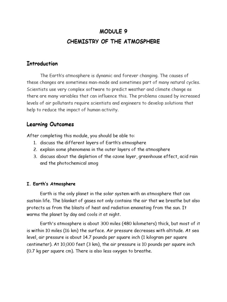 Module 9 Chemistry of The Atmosphere | PDF | Atmosphere Of Earth | Aurora