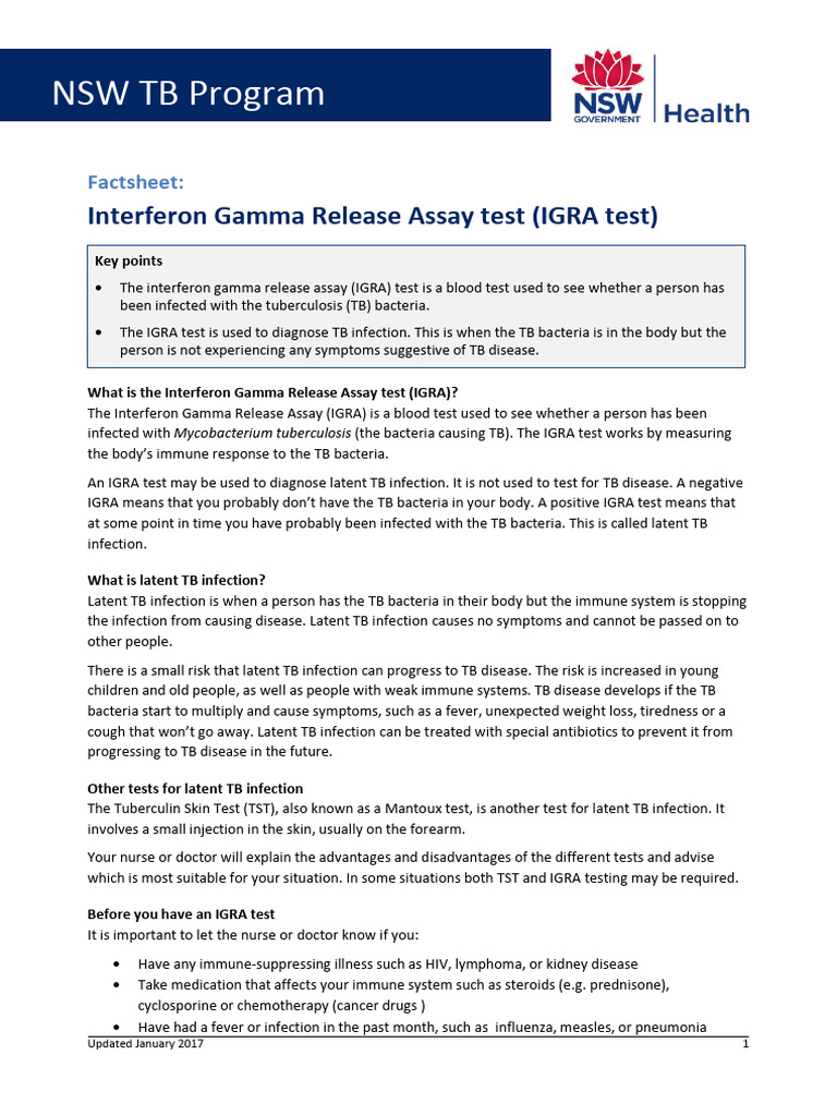 igra-factsheet | PDF | Tuberculosis | Health Care