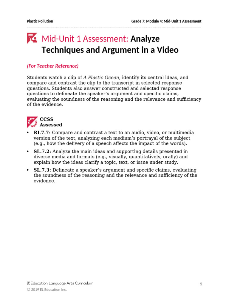7m4u1_modulelessons_mid-unit-1-assessment-0520 | PDF | Recycling | Plastic