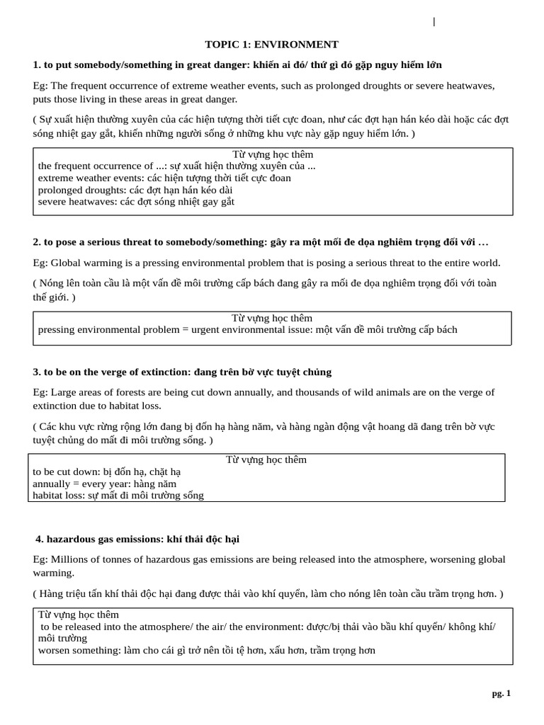 15 Major Topic For Ielts Vocabulary | PDF