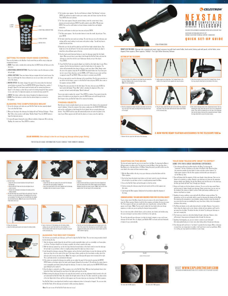 NexStar 90GT Quick Start Guide (English) - 1 | PDF | Moon | Jupiter