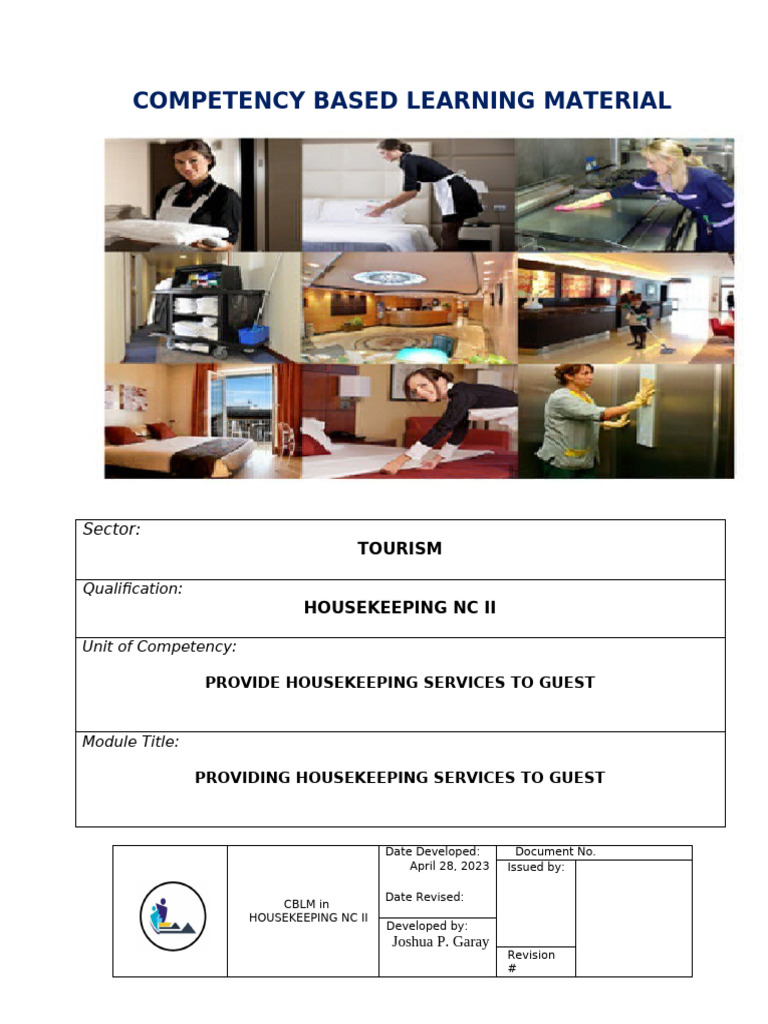 Housekeeping Services Training Module | PDF | Housekeeping