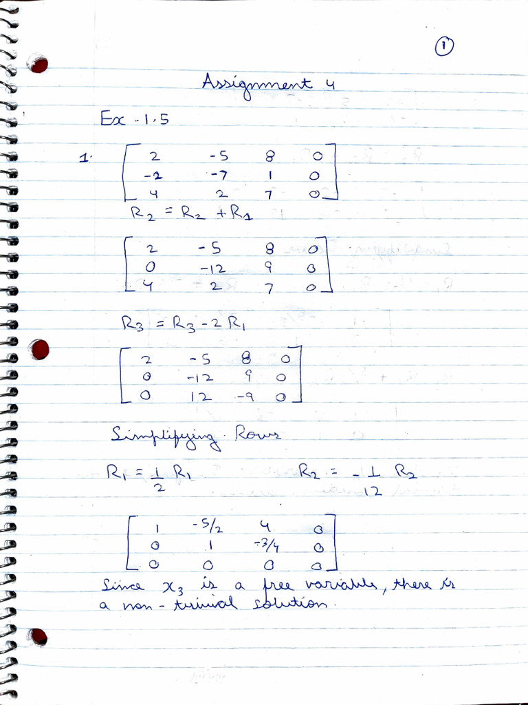 Assignment 4 Linear Algebra 1 | PDF