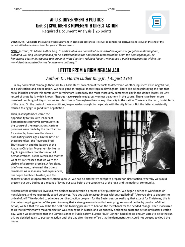 Analyzing King's Birmingham Letter | PDF | Martin Luther King Jr.