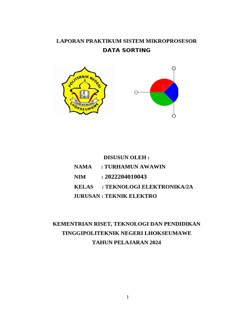 Laporan Praktikum Mikroprosesor Ke 9 Data Sorting (Turhamun Awawin) | PDF
