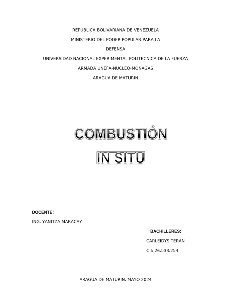Combustión In Situ: Métodos y Ventajas | PDF | Petróleo | Combustión
