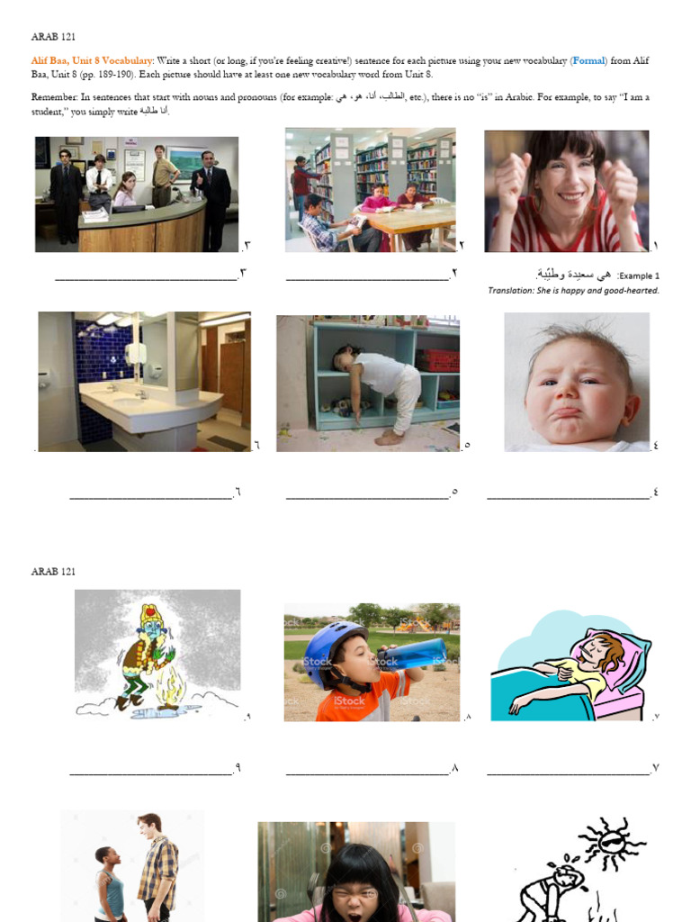 AB Unit 8 Vocab Picture Description | PDF