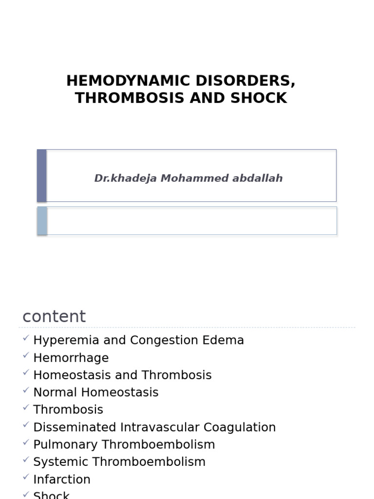 Hemodynamic Disorders, Thrombosis and Shock | PDF | Platelet | Shock (Circulatory)