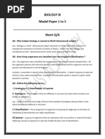 ICSE Class 9 Biology Model Questions With Answers | PDF