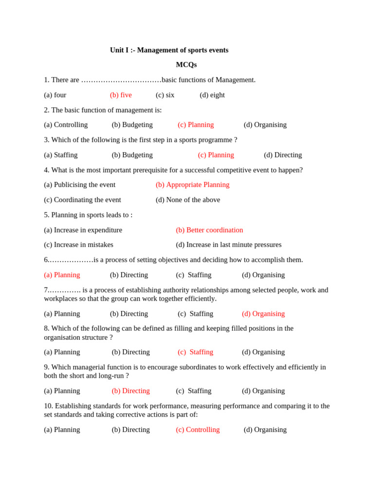 CLASS 12 UNIT 1 MCQ-1 With Answer | PDF | Tournament | Referee