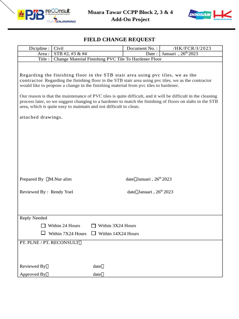 FCR Finishing Tangga STB | PDF