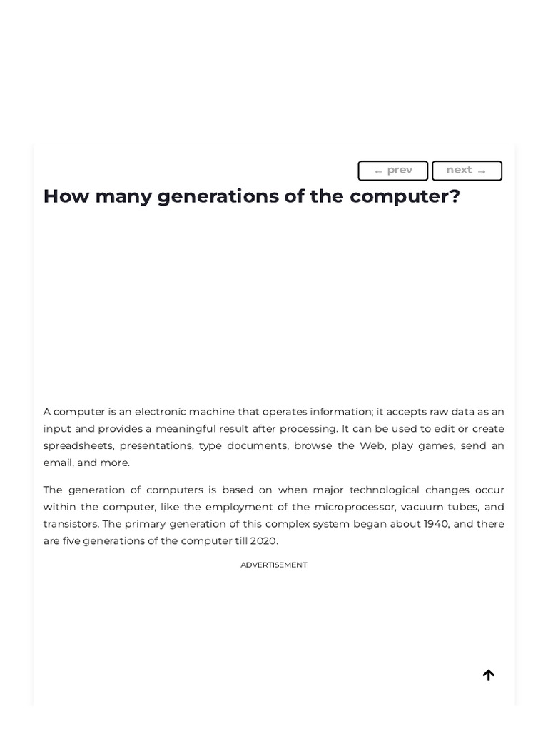 Overview of Computer Generations | PDF | Integrated Circuit | Central ...