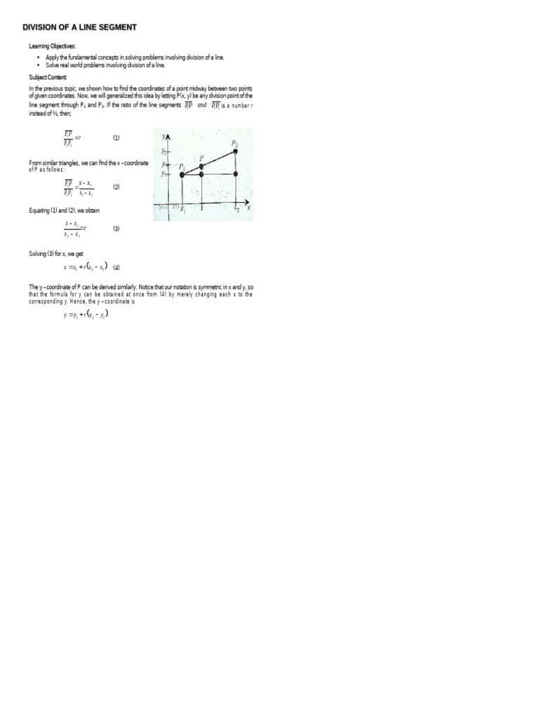 Division of Line Segments Explained | PDF