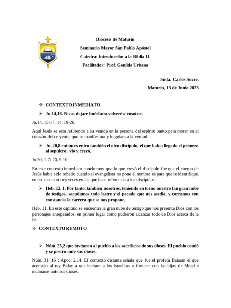 Análisis Bíblico: Contexto Inmediato y Remoto | PDF | Religión y ...