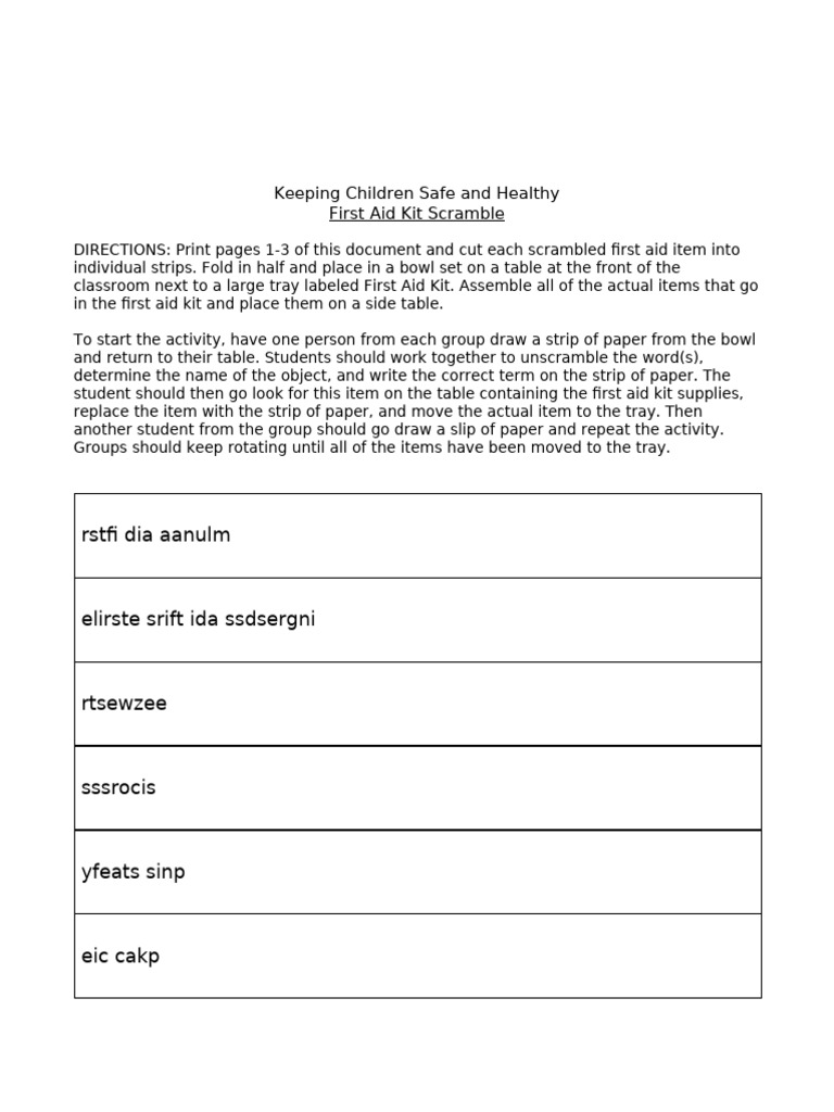 Res 1first Aid Kit Scramble | PDF