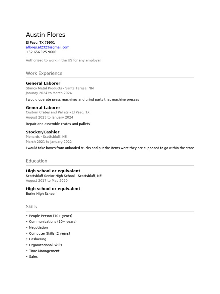 Austin-Flores Résumé | PDF