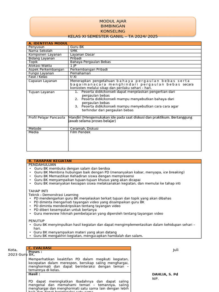 Contoh Modul Ajar (RPL BK) Kumer | PDF | Ilmu Sosial