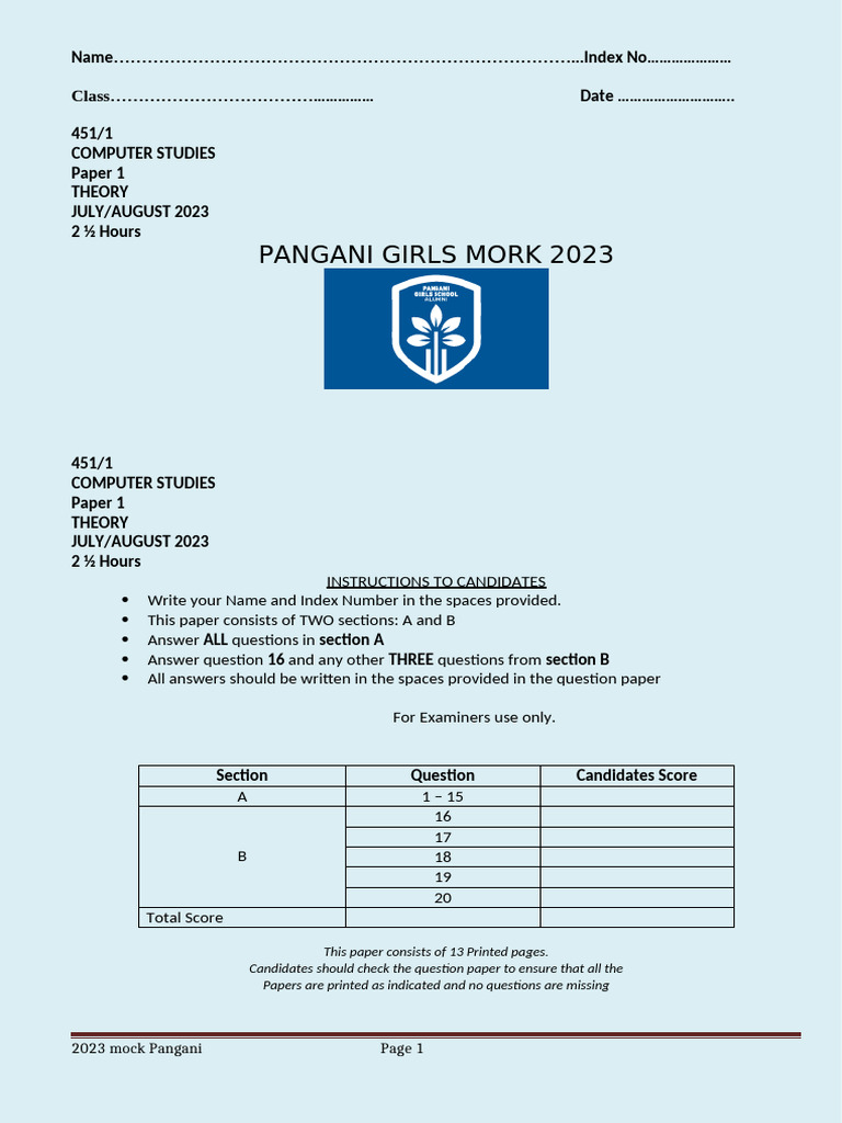 Comp Studies PP1 QSNS | PDF | Computer Science | Computer Engineering