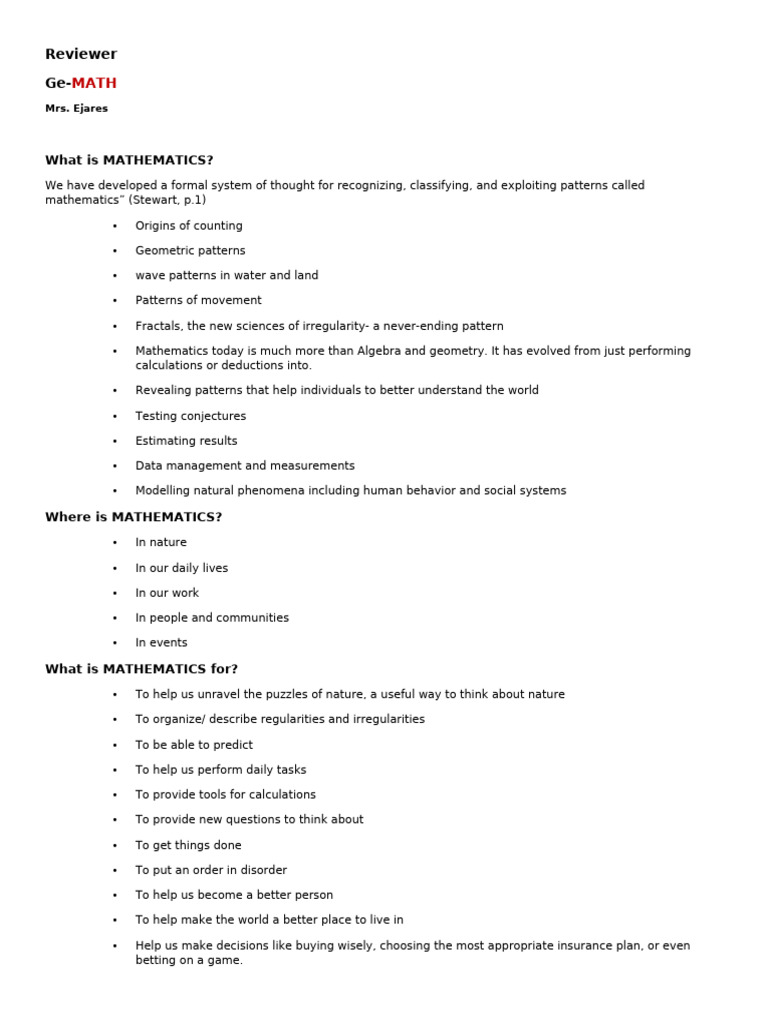 Ben Reviewer | PDF | Mathematics | Pattern