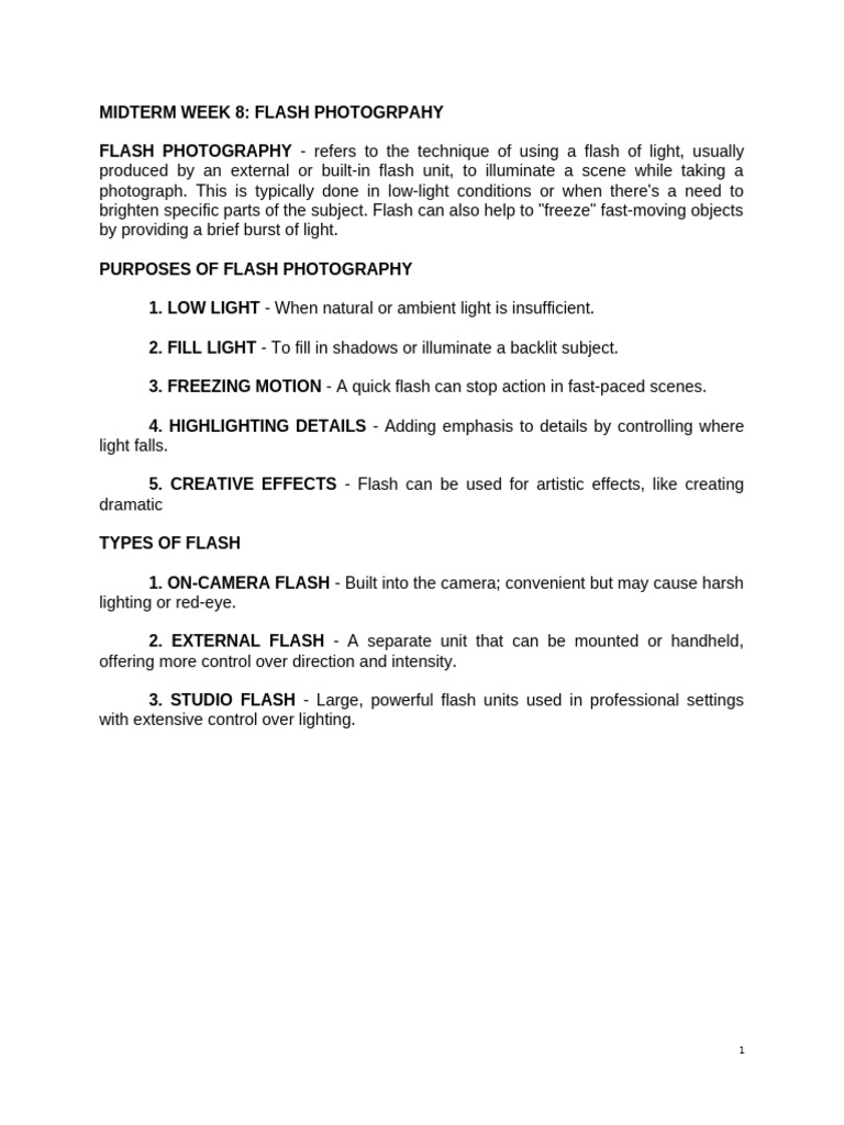 Midterm Week 8 Photography | PDF | Flash (Photography) | Camera