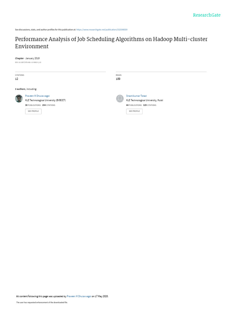 Performance Analysis of Job Scheduling Algorithms On Had Oop | PDF