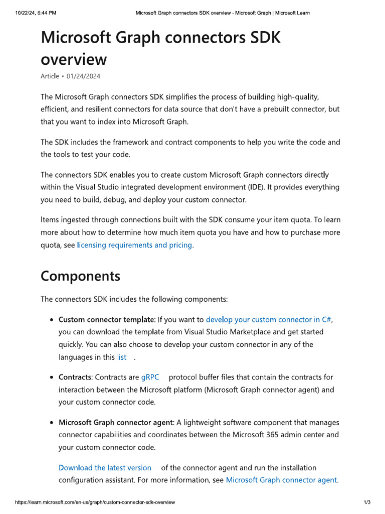 Microsoft Graph Connectors SDK Overview | PDF