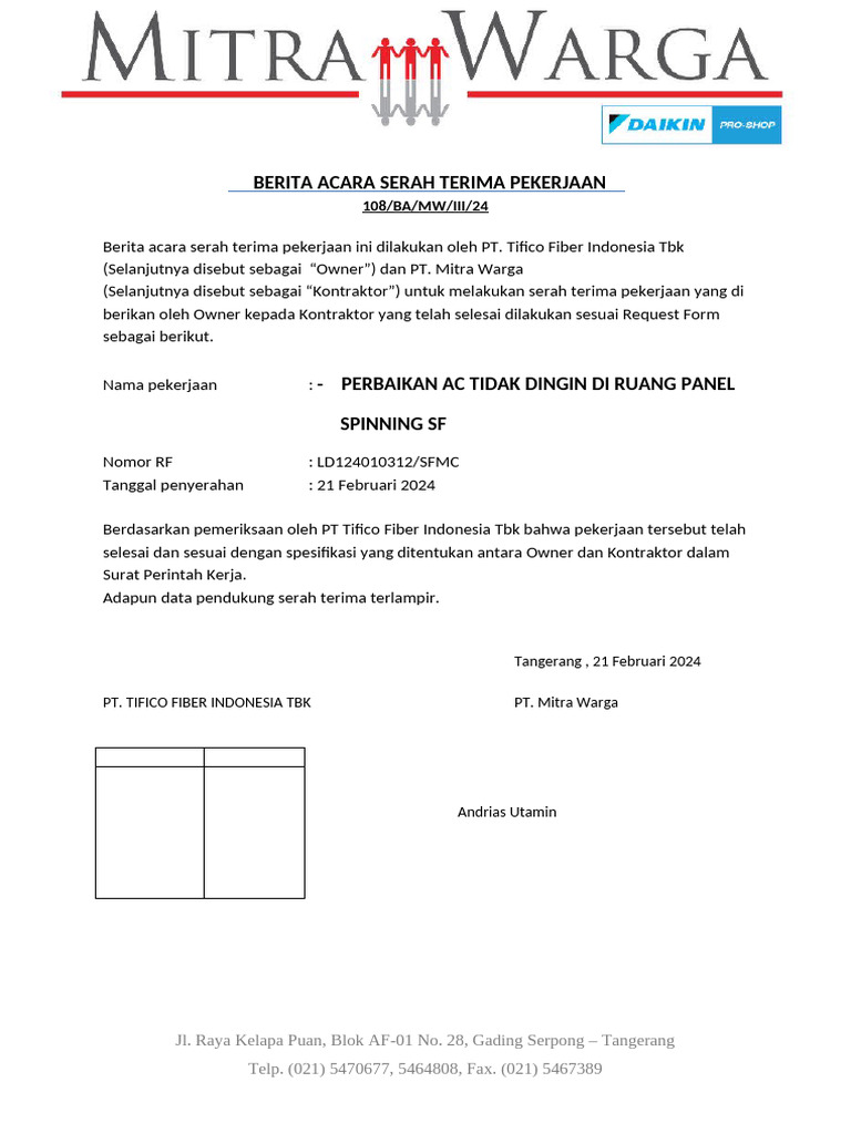 Contoh BA Tifico | PDF