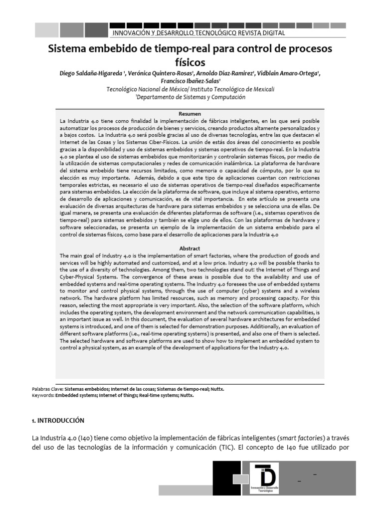 Sistema Embebido de Tiempo-Real para Control de Procesos Físicos | PDF ...