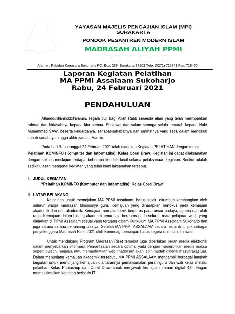 Pelatihan Coral Draw di MA PPMI Assalaam | PDF | Karier & Perkembangan