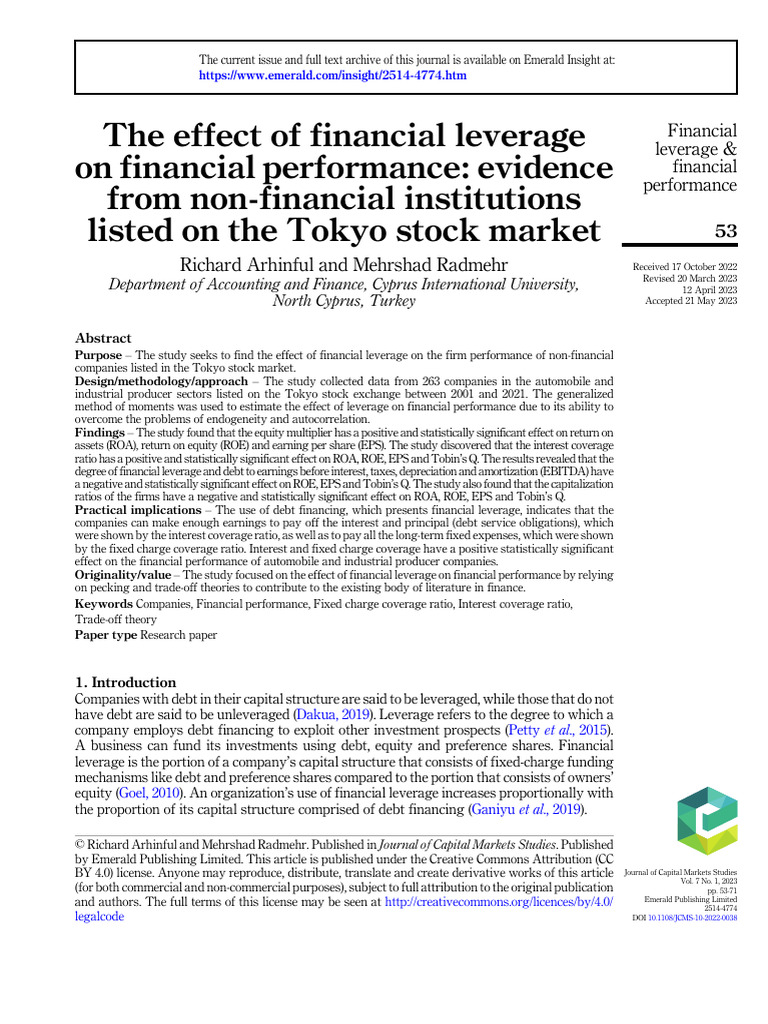 10 1108 - JCMS 10 2022 0038 | PDF | Capital Structure | Leverage (Finance)