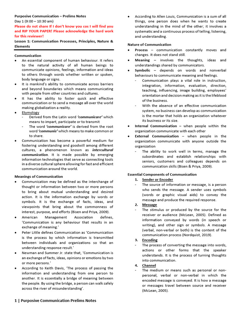 Purposive Communication Prelims Reviewer | PDF | Communication ...