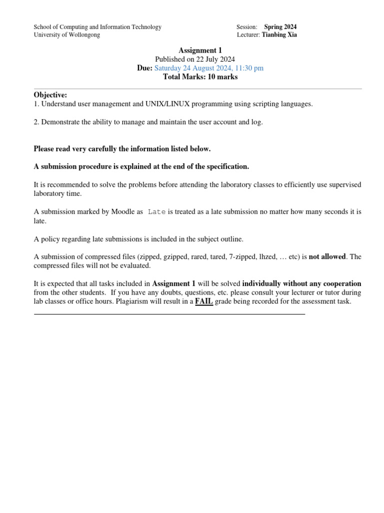CSCI 322 Assignment 1 Guidelines | PDF | User (Computing) | Password