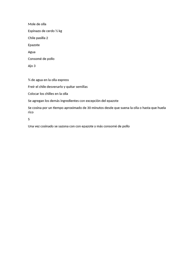 Receta Mole de Olla | PDF