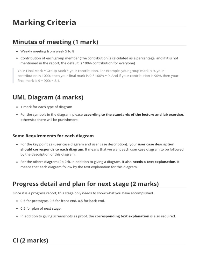 A2 - Marking - Criteria - Detail CSIT314 | PDF | Computing | Software Engineering
