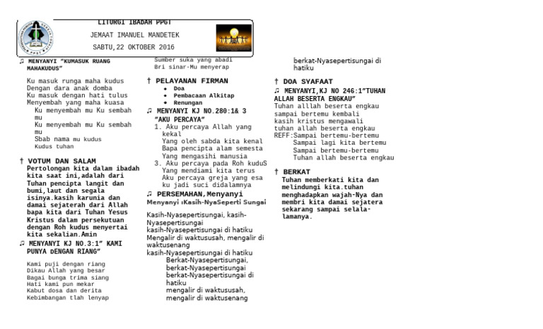 Liturgi Ibadah PPGT | PDF