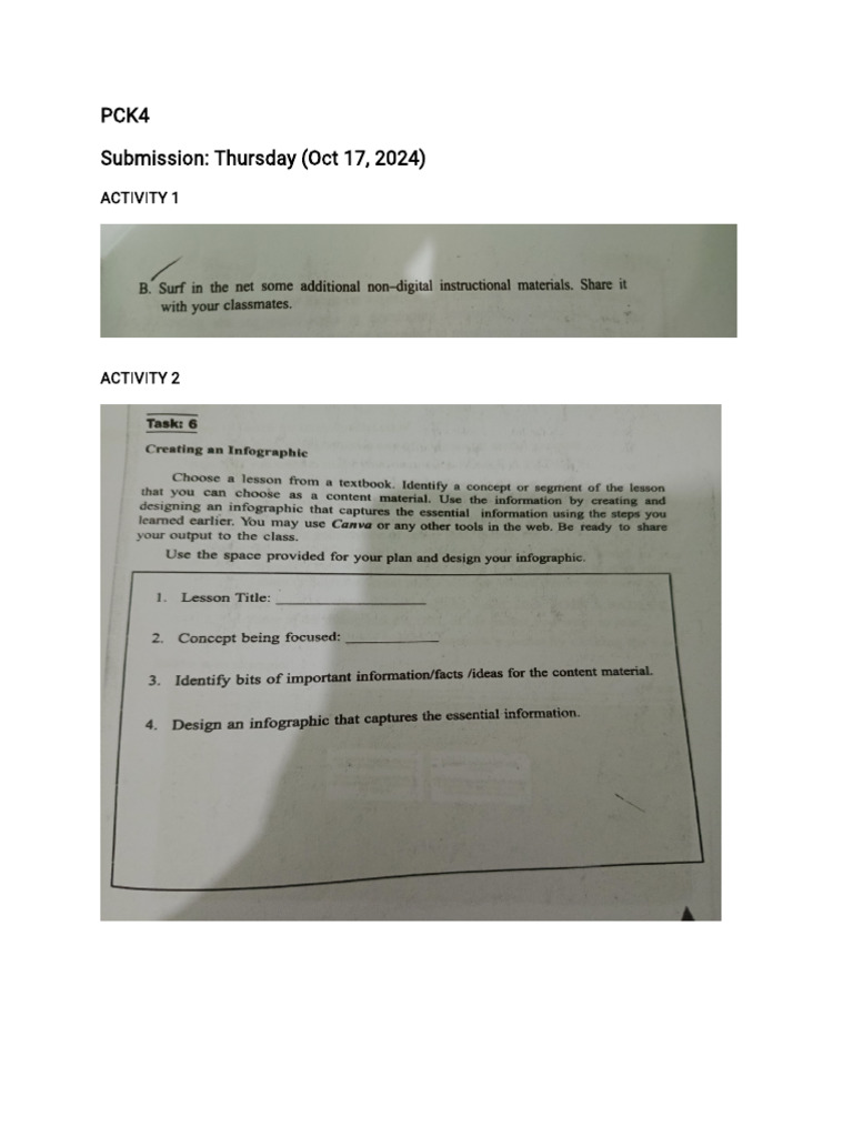 PCK4 Pre Finals Activities 1 2 3 | PDF