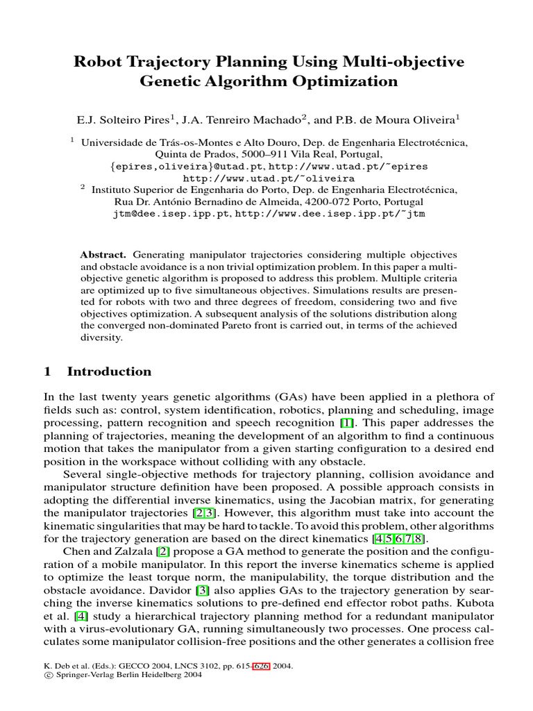 2004 - Robot Trajectory Planning Using Multi-Objective Genetic Algorithm Optimization - Solteiro ...