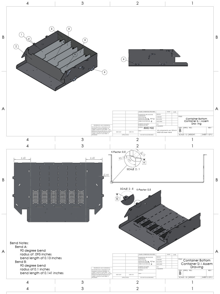 Container Bottom Assembly Drawing | PDF | Engineering Tolerance ...