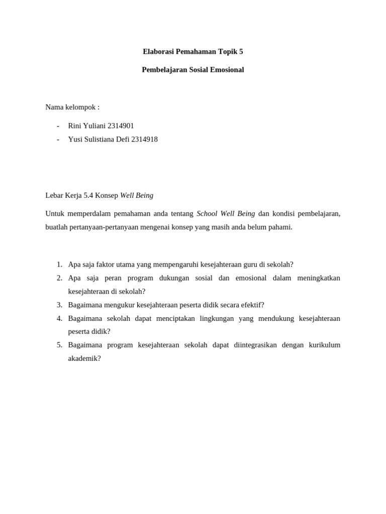 Elaborasi Pemahaman Topik 5 | PDF