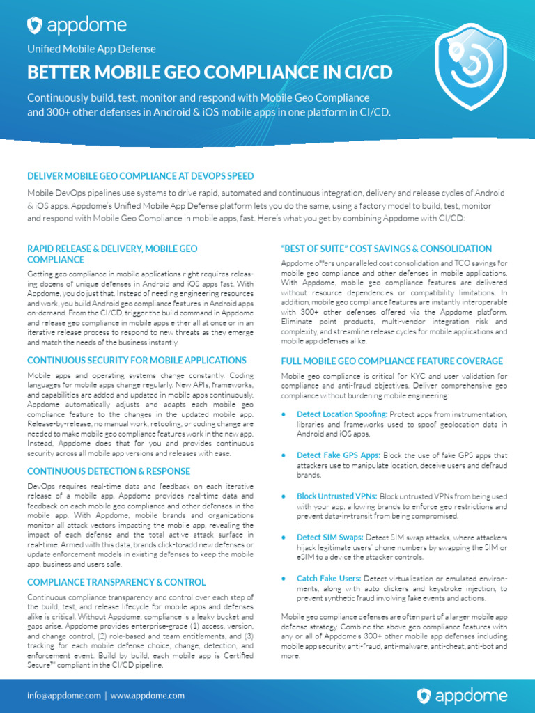 Appdome Mobile Geo Compliance Solution Guide © 2024 | PDF | Mobile App | Android (Operating System)