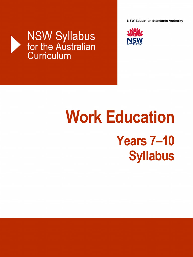 NSW Work Education Syllabus Years 7-10 | PDF | English As A Second Or ...