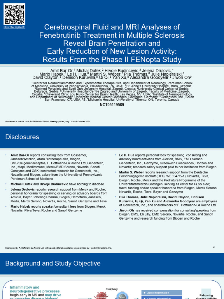 ECTRIMS 2023 Fenebrutinib Ph2 | PDF | Multiple Sclerosis | Magnetic Resonance Imaging